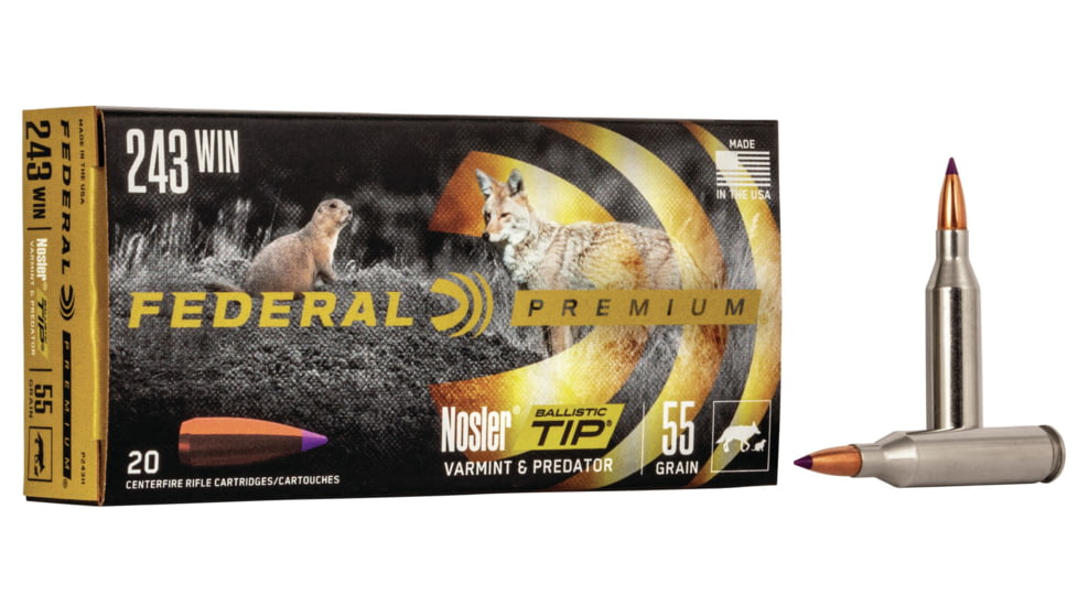 Federal Premium V SHOK 243 Winchester 55 Grain Nosler Ballistic Tip